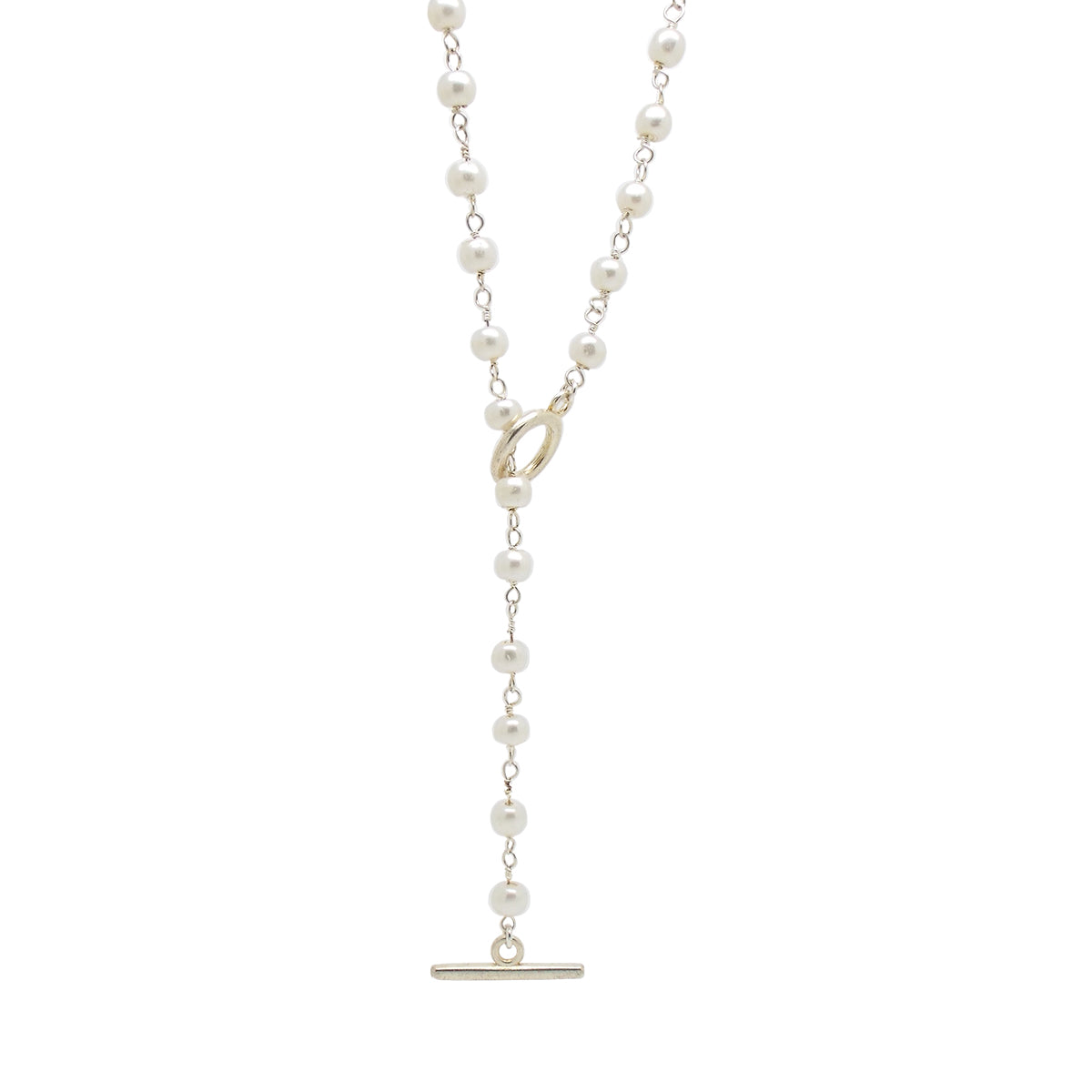 Bridal Collection Silver Pearl Lariat Necklace - SALOME Designs ...